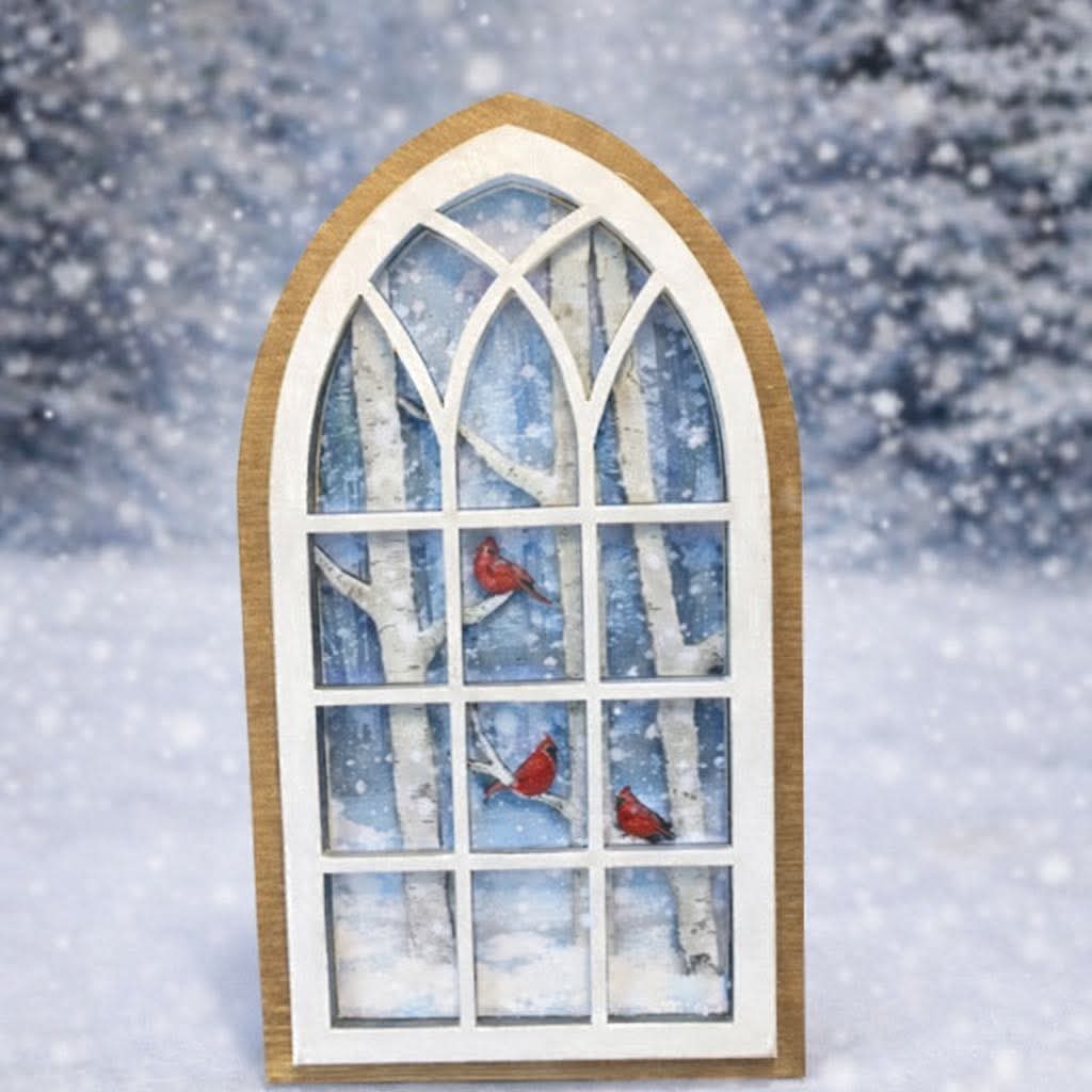 Arch with Birch and cardinals check out our two additional pictures ho ...